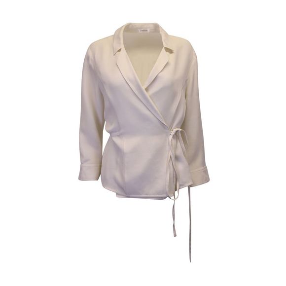 Anine Bing | Tops | Anine Bing Wrap Blouse In Cream Silk | Poshmark